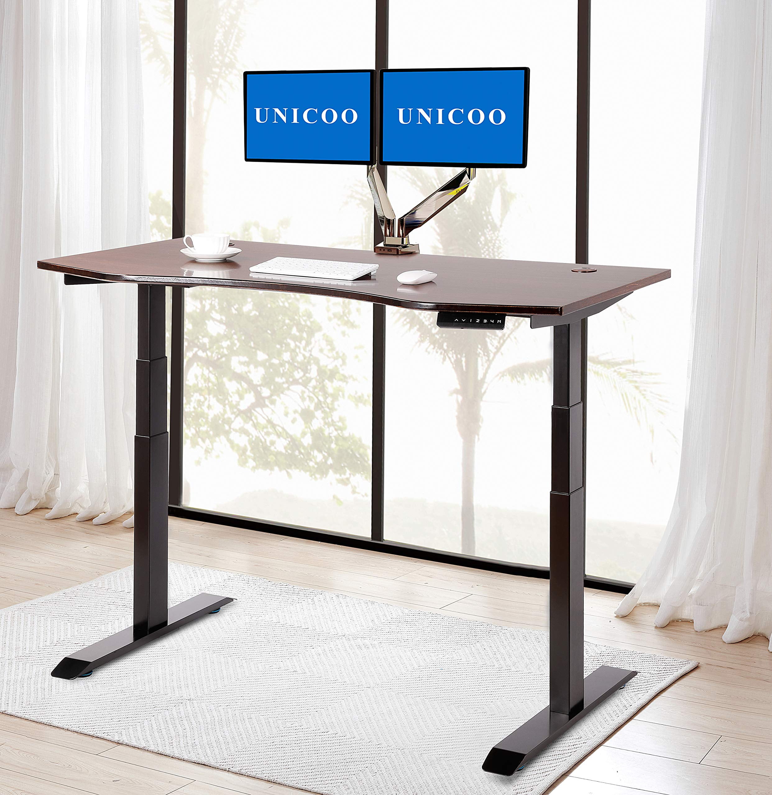 UNICOO® Electric Stand Up Desk Dual Motor, 3 Stage Up Lifting Legs with ...