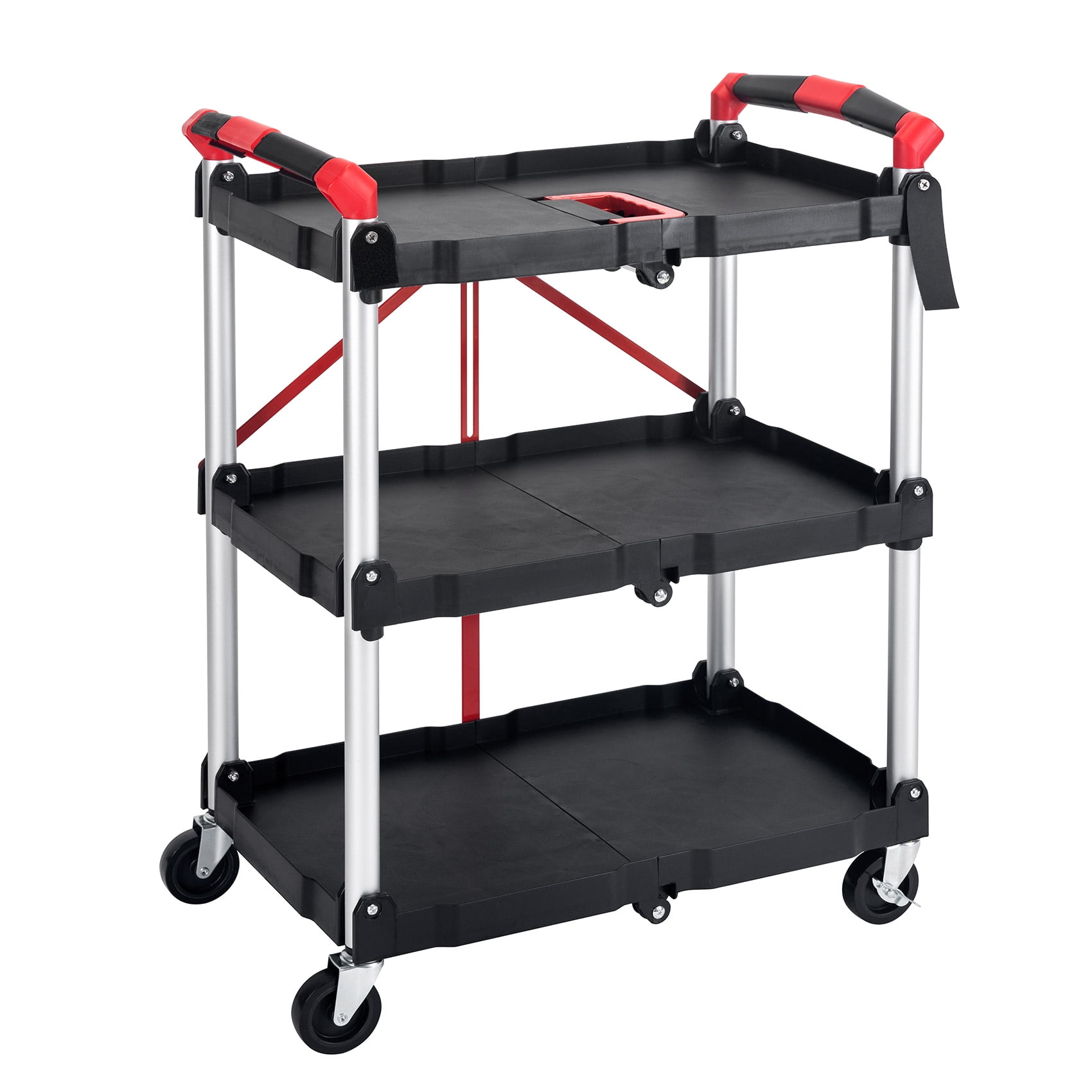 UNICOO® Heavy Duty 3-Tier Collapsible Rolling Cart, Folding Utility ...