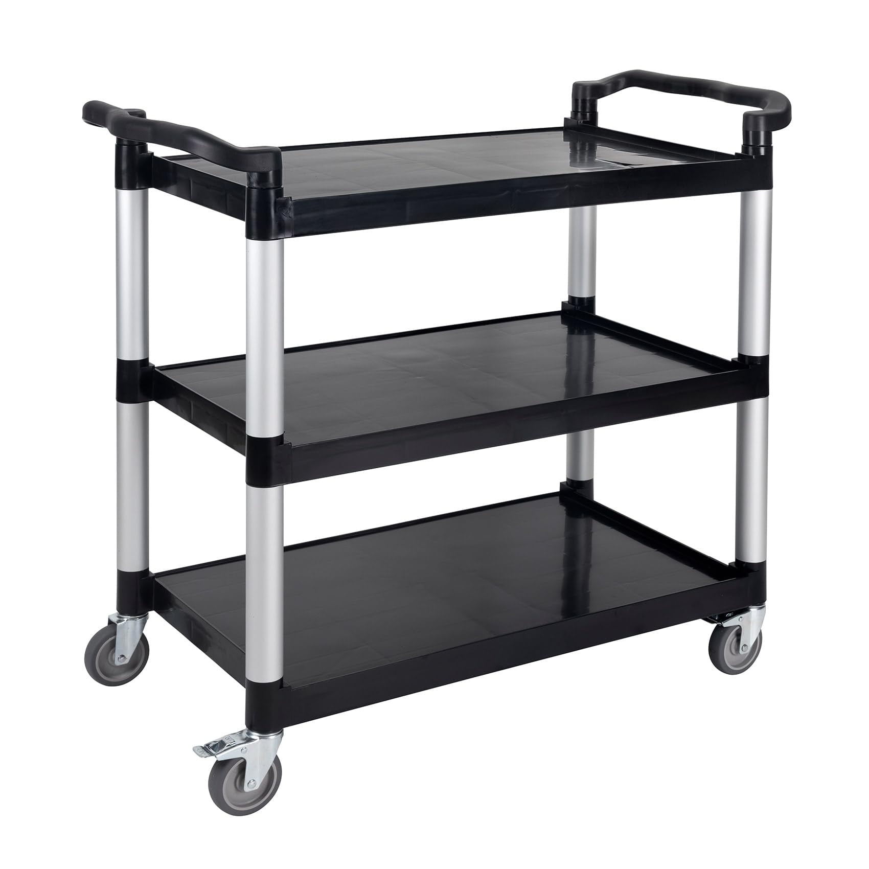 UNICOO® Heavy Duty Plastic Utility Cart 550lbs, 3-Tier Rolling Service ...