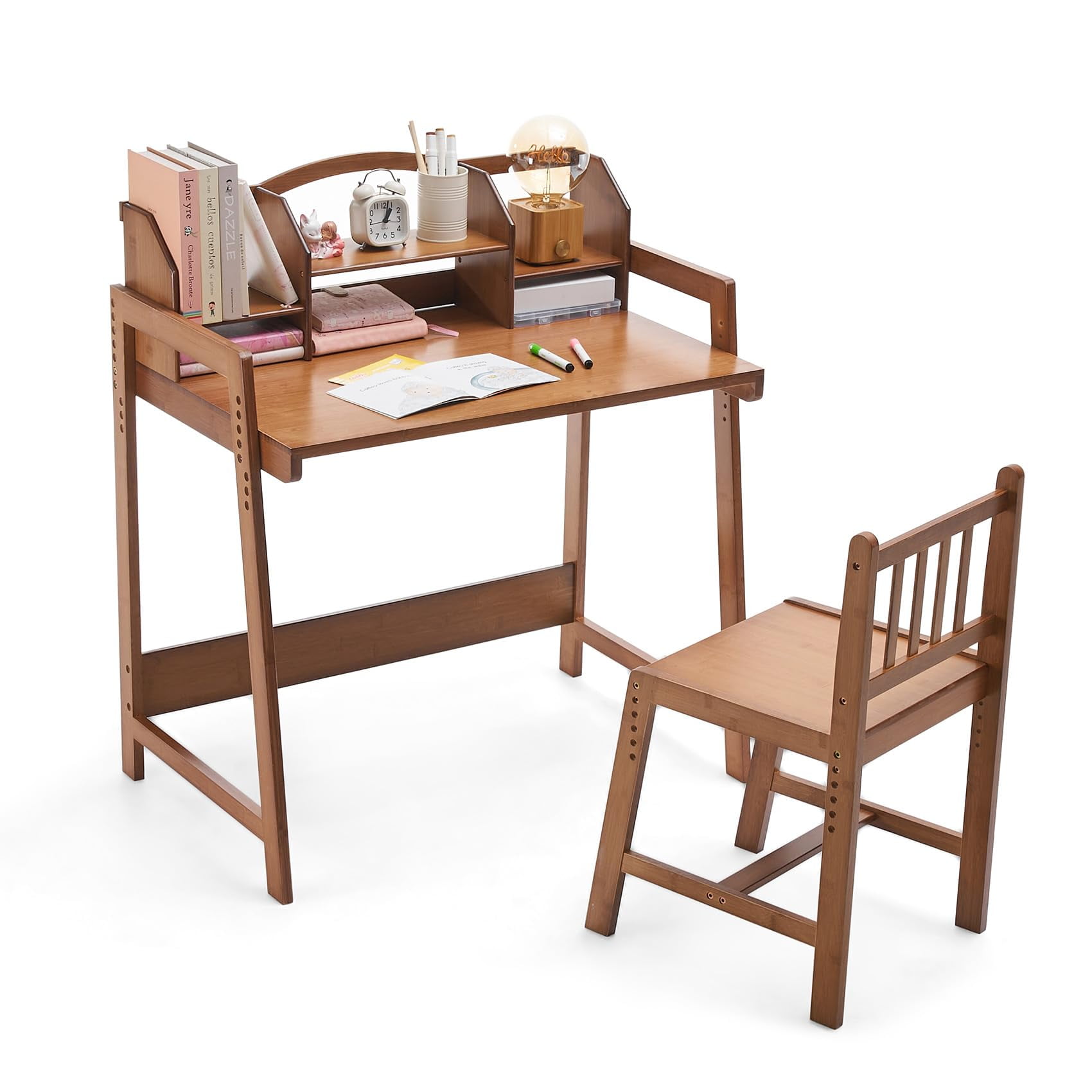 UNICOO® Height Adjustable Bamboo Kids Desk and Chair Set - Ergonomic ...