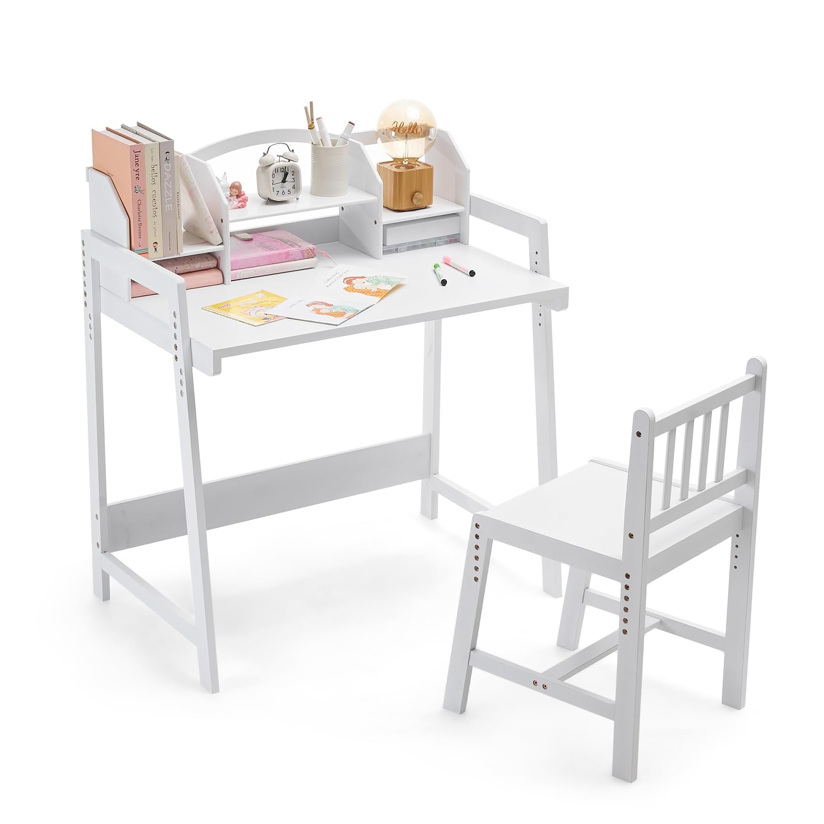UNICOO¬Æ, Height Adjustable Bamboo Kids Desk and Chair Set, Ergonomic ...