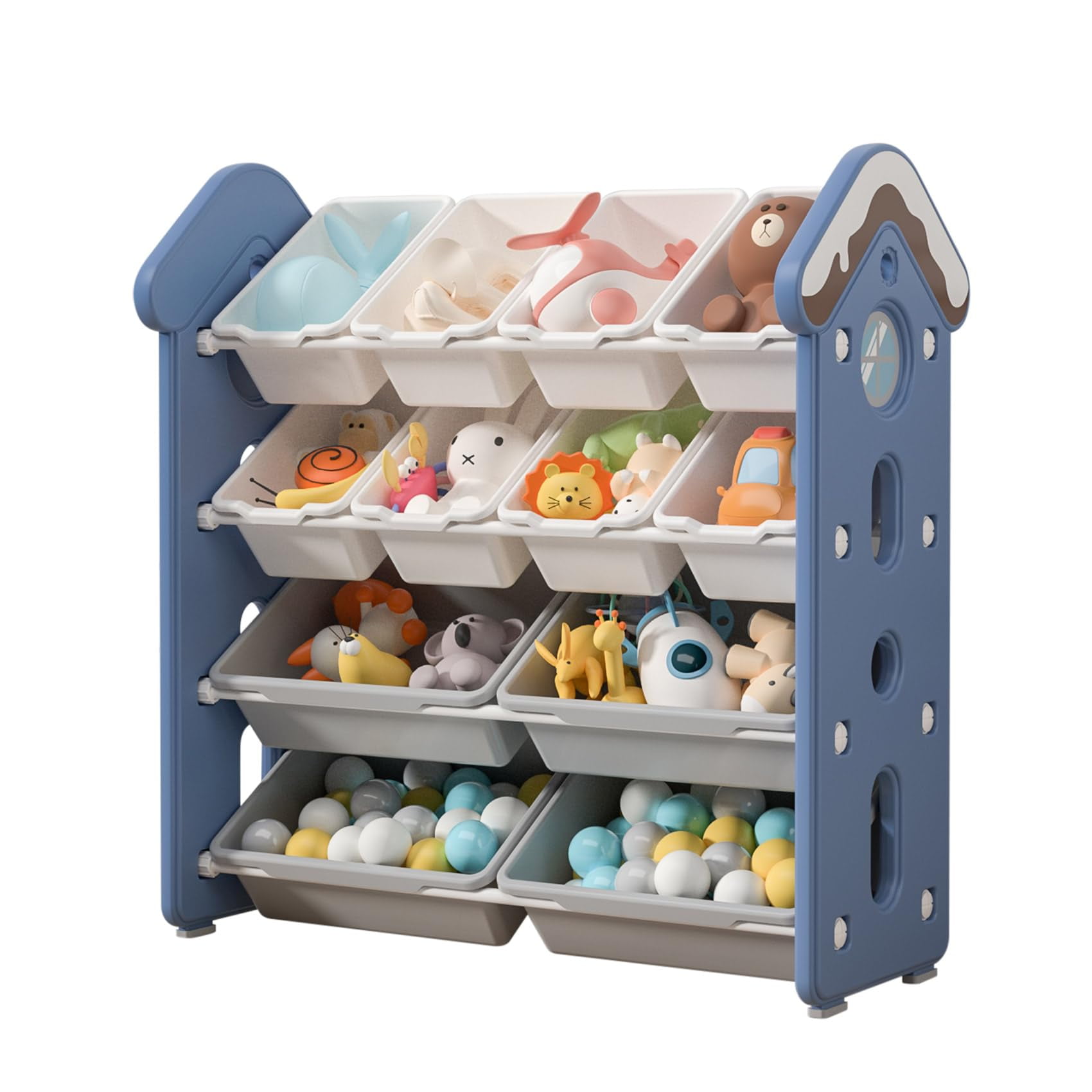 UNICOO® Kids 4-Tier Toy Storage Organizer, Toy Organizer Shelf, Fun ...