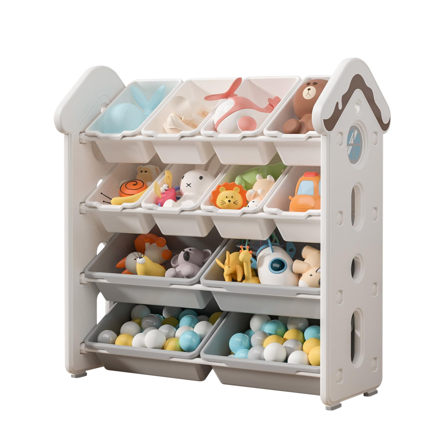 UNICOO® Kids 4-Tier Toy Storage Organizer, Toy Organizer Shelf, Fun ...