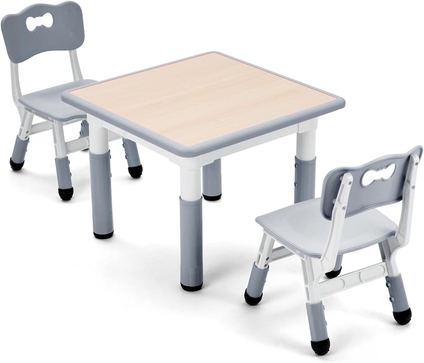 UNICOO® Kids Height Adjustable Three-Piece Study Table and 2 Chairs Set ...
