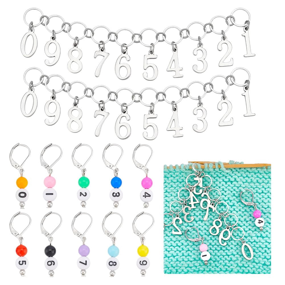 UNICRAFTALE 2Number Charms Knitting Stitch Marker with Knitting Row ...