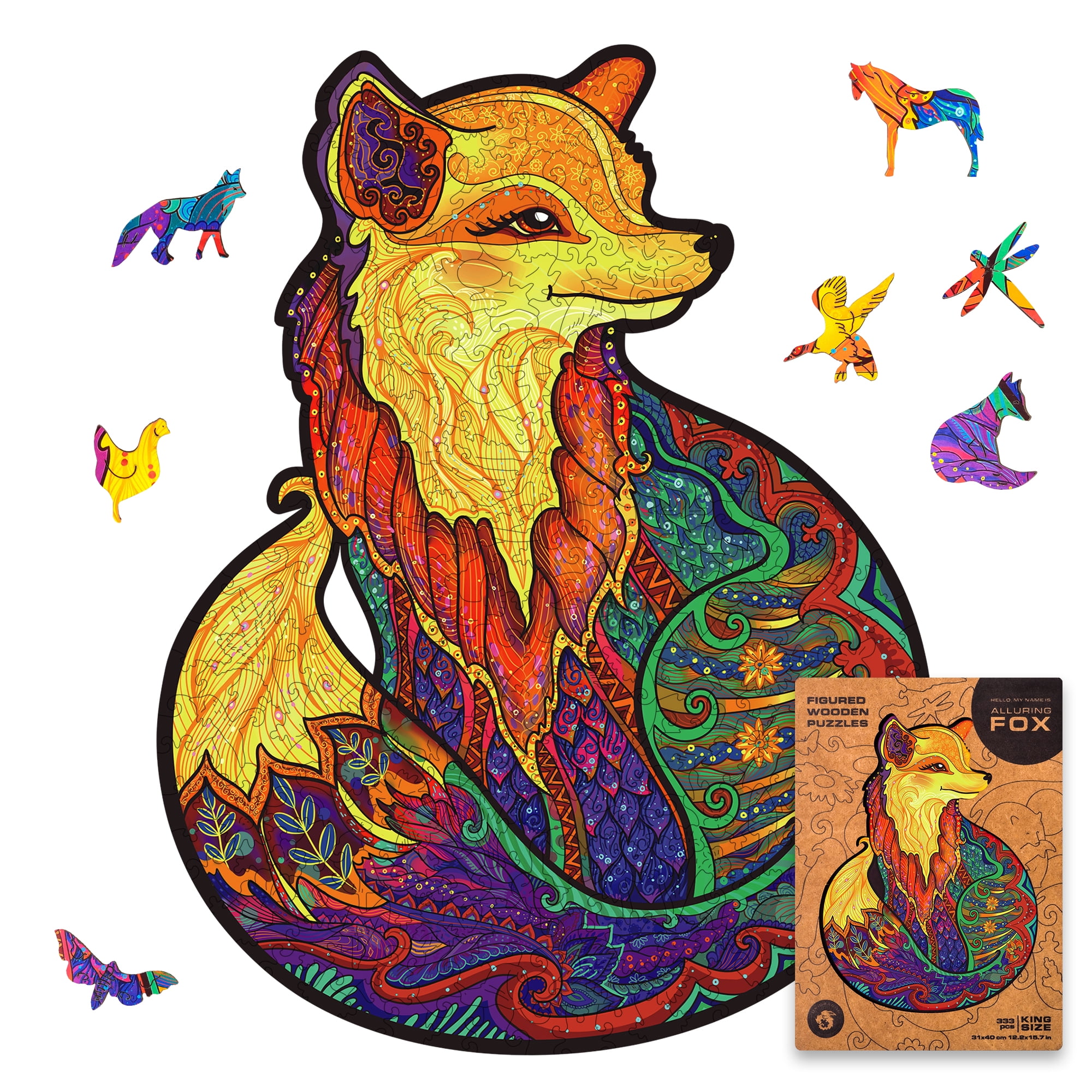 UNIDRAGON Alluring Fox Wooden Jigsaw Puzzle KS 333 Pieces - Walmart.com