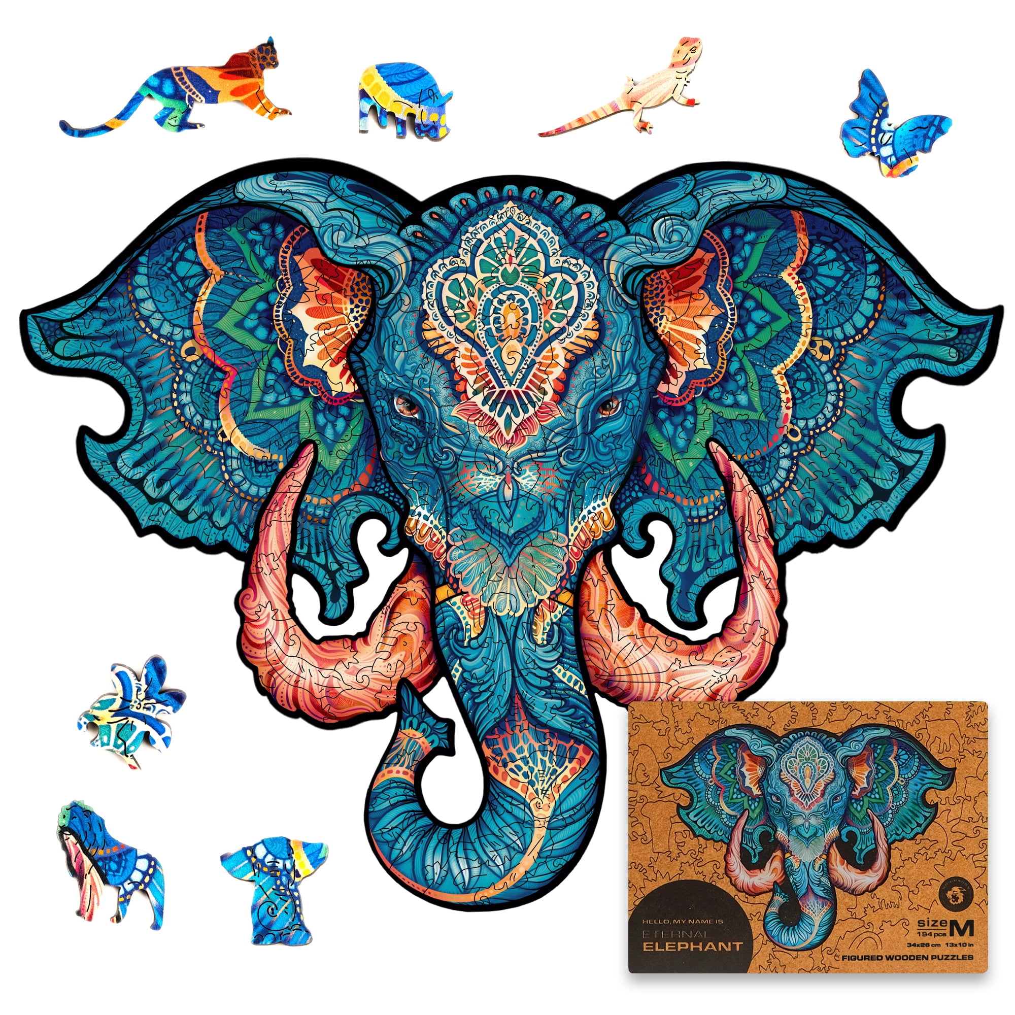 UNIDRAGON Eternal Elephant Wooden Jigsaw Puzzle M 194 Pieces - Walmart.com