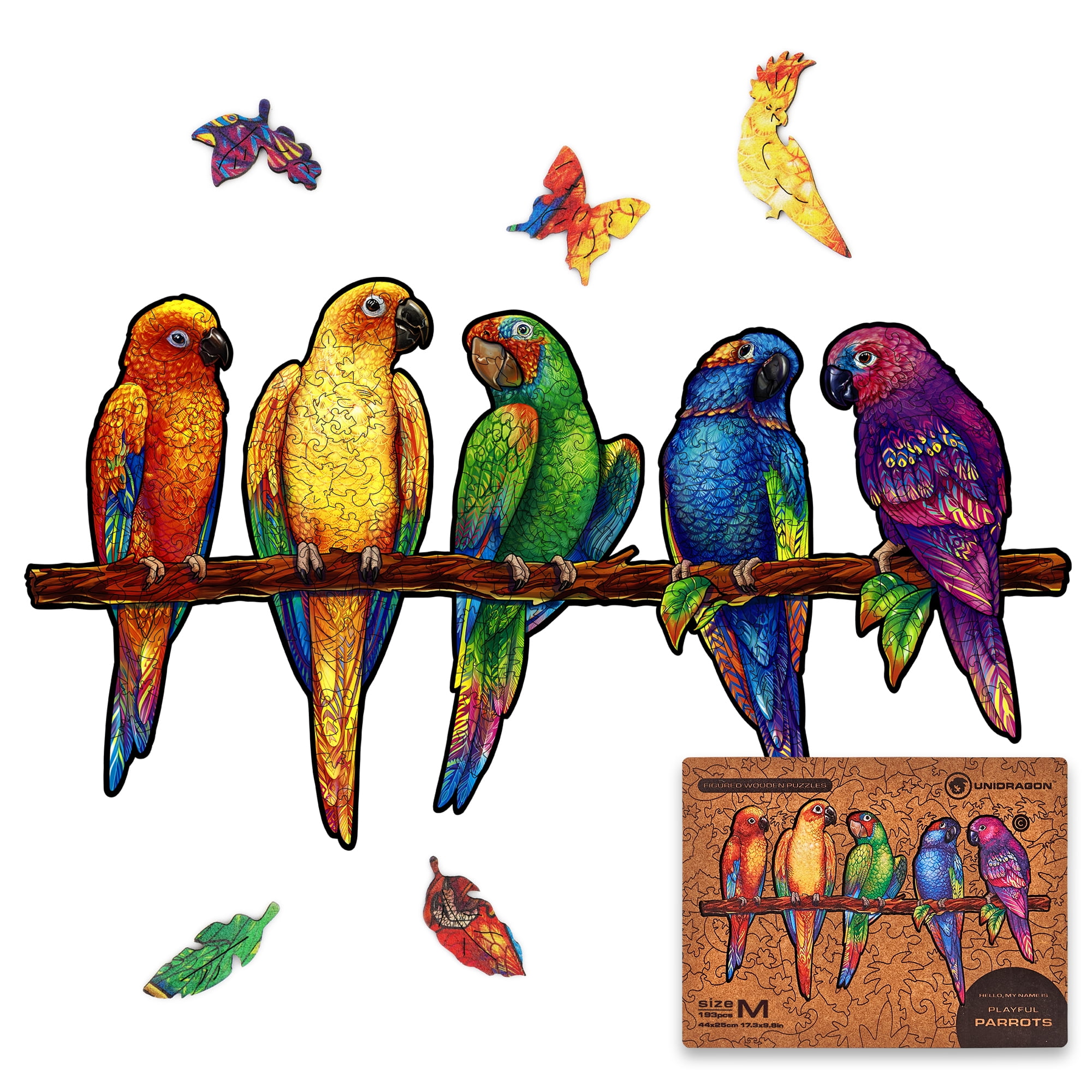 UNIDRAGON Playful Parrots Wooden Jigsaw Puzzle M 193 Pieces - Walmart.com