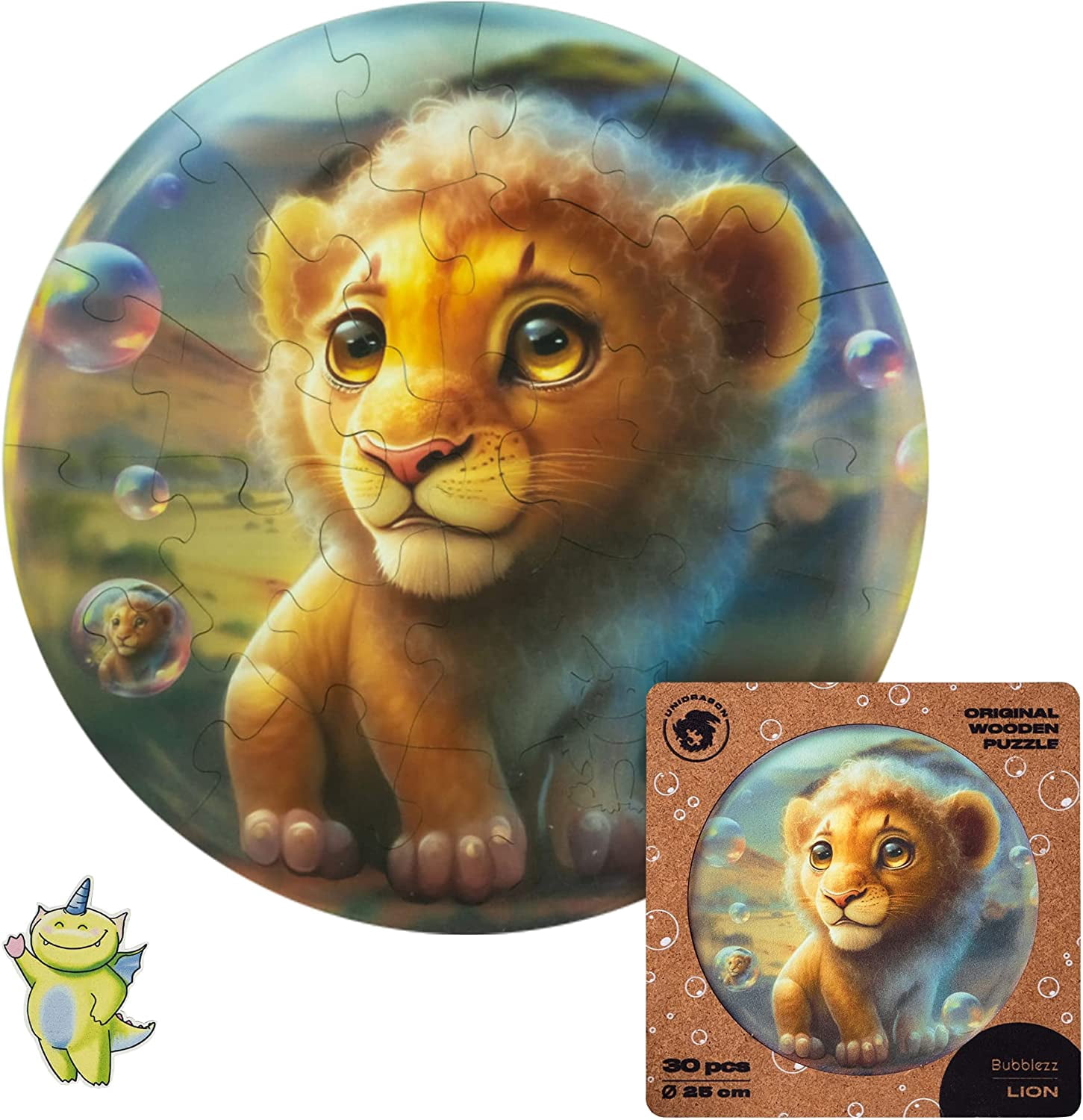 UNIDRAGON Wooden Jigsaw Puzzles Lion Bubblezz Puzzles For Kids 3-5 Kids ...