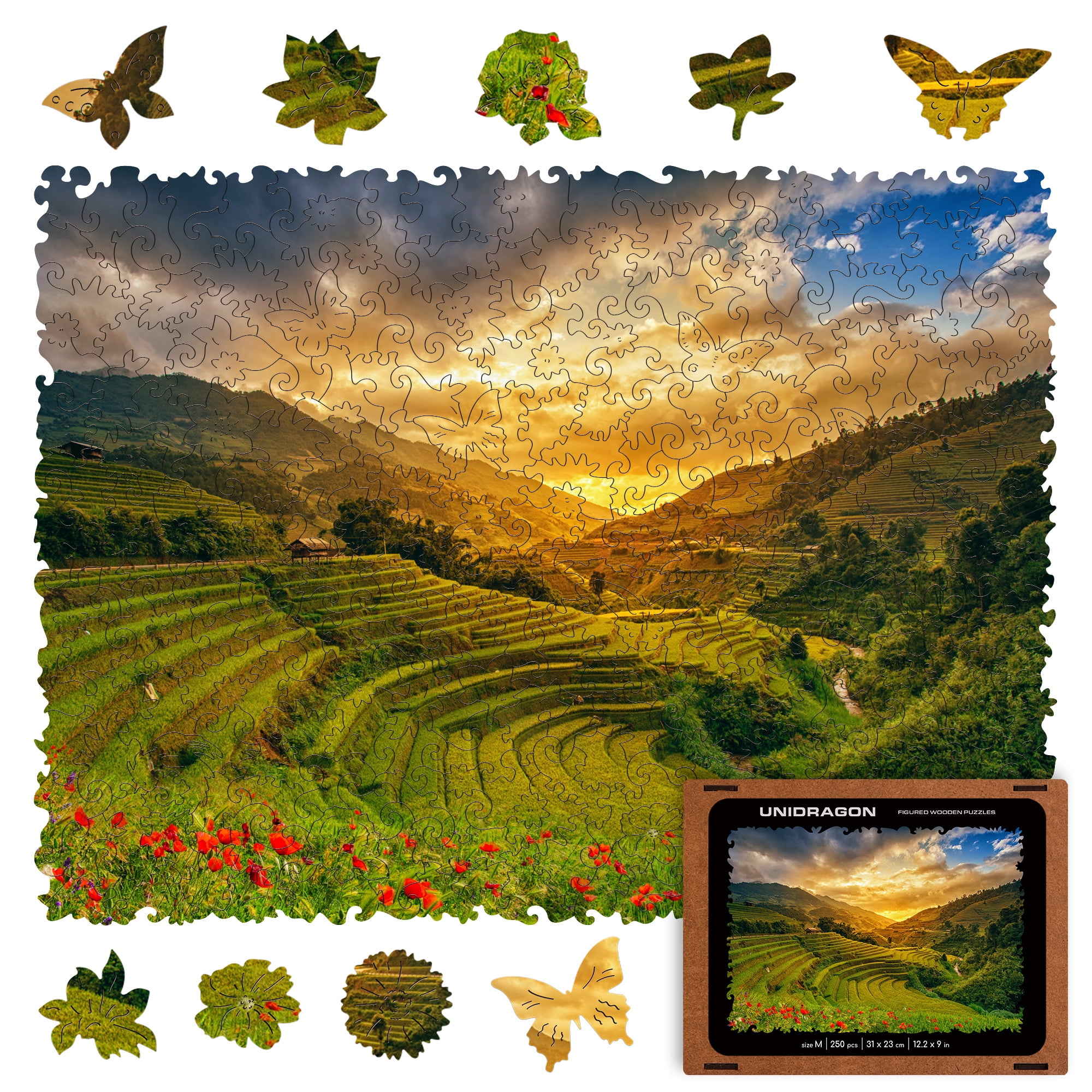 UNIDRAGON Wooden Puzzle Rice Fields 250 Pieces M Nature View - Walmart ...