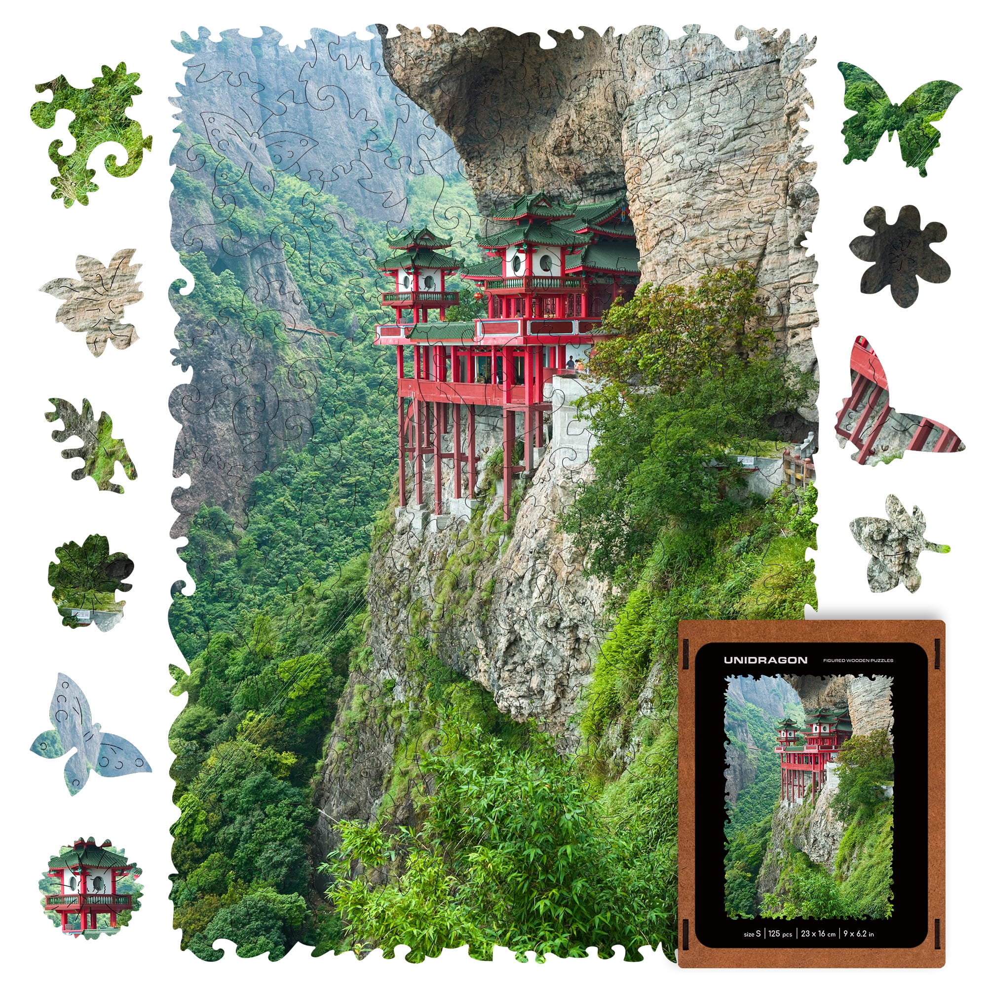 UNIDRAGON Wooden Puzzle Soaring Temple 125 Pieces S Nature View ...