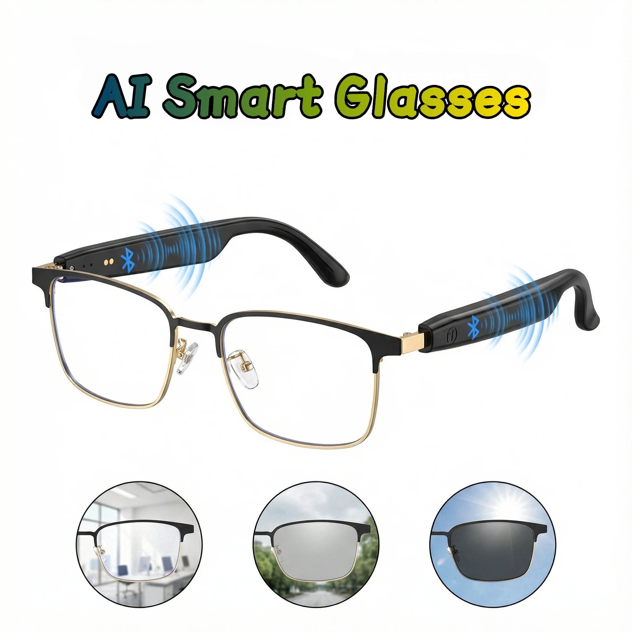 UNIFULL Bluetooth Smart Audio Glasses for Men Women - Blue Light ...