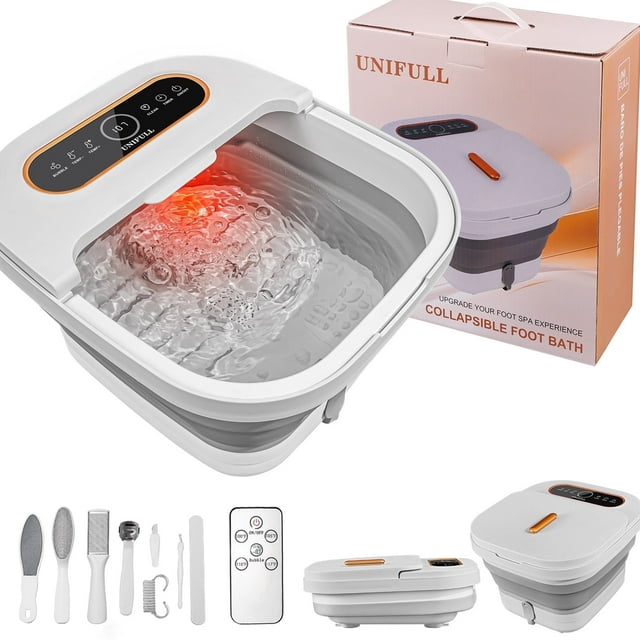 UNIFULL Collapsible Foot Spa Bath with Touch Screen, Massager & Home ...