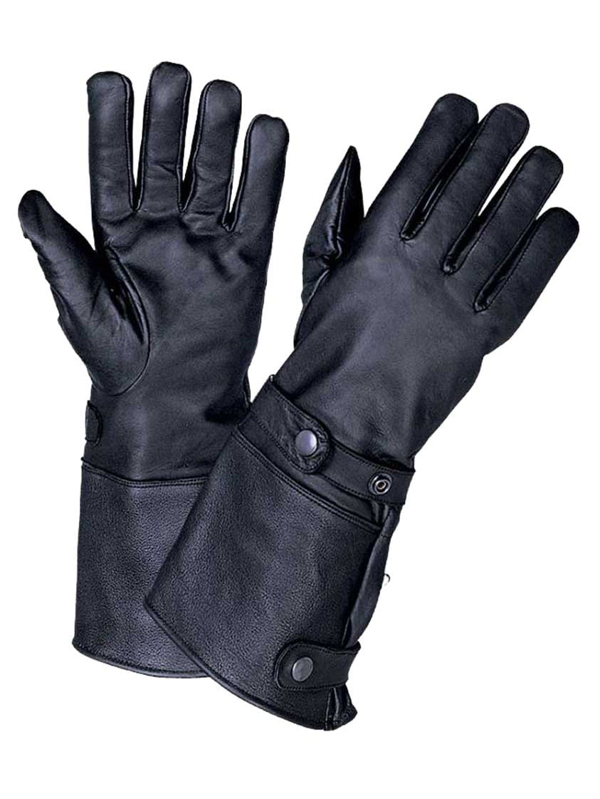 UNIK Men's Cowhide Leather Gauntlet Gloves w/ Adjustable Snaps - Black (L) - Walmart.com