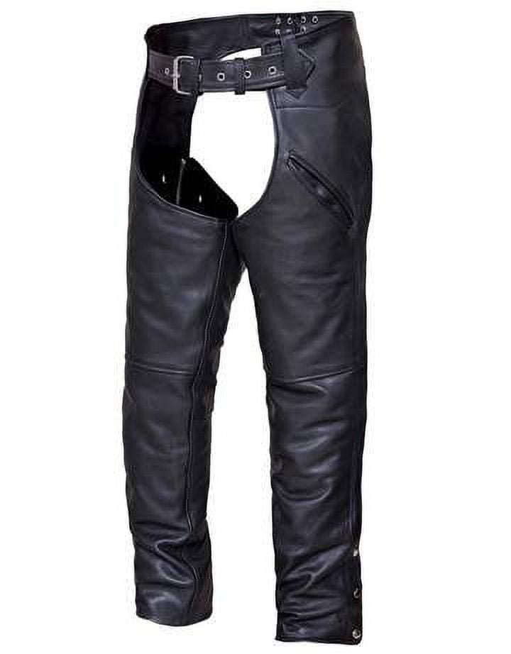 UNIK Men's Deep Pocket Adjustable Buffalo Leather Motorcycle Chaps ...