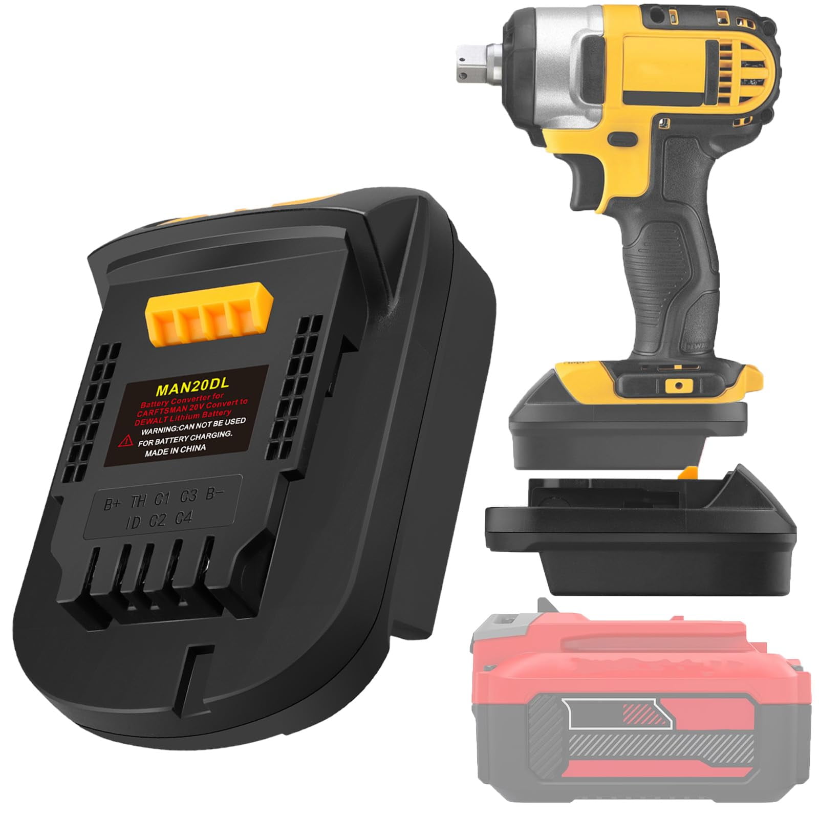 UNIKI Battery Adapter for Craftsman 20V V20 Battery to for Dewalt Tool ...