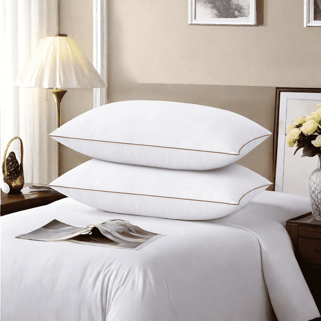 Free Shipping! UNIKOME Feahter Down Pillows for Bed Set of 2, Natural ...