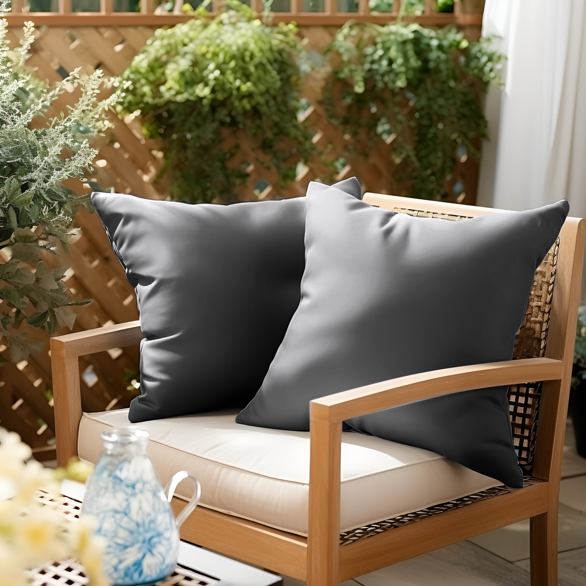 UNIKOME Outdoor 22” x 22” Waterproof Decorative Pillow Dark Grey ...