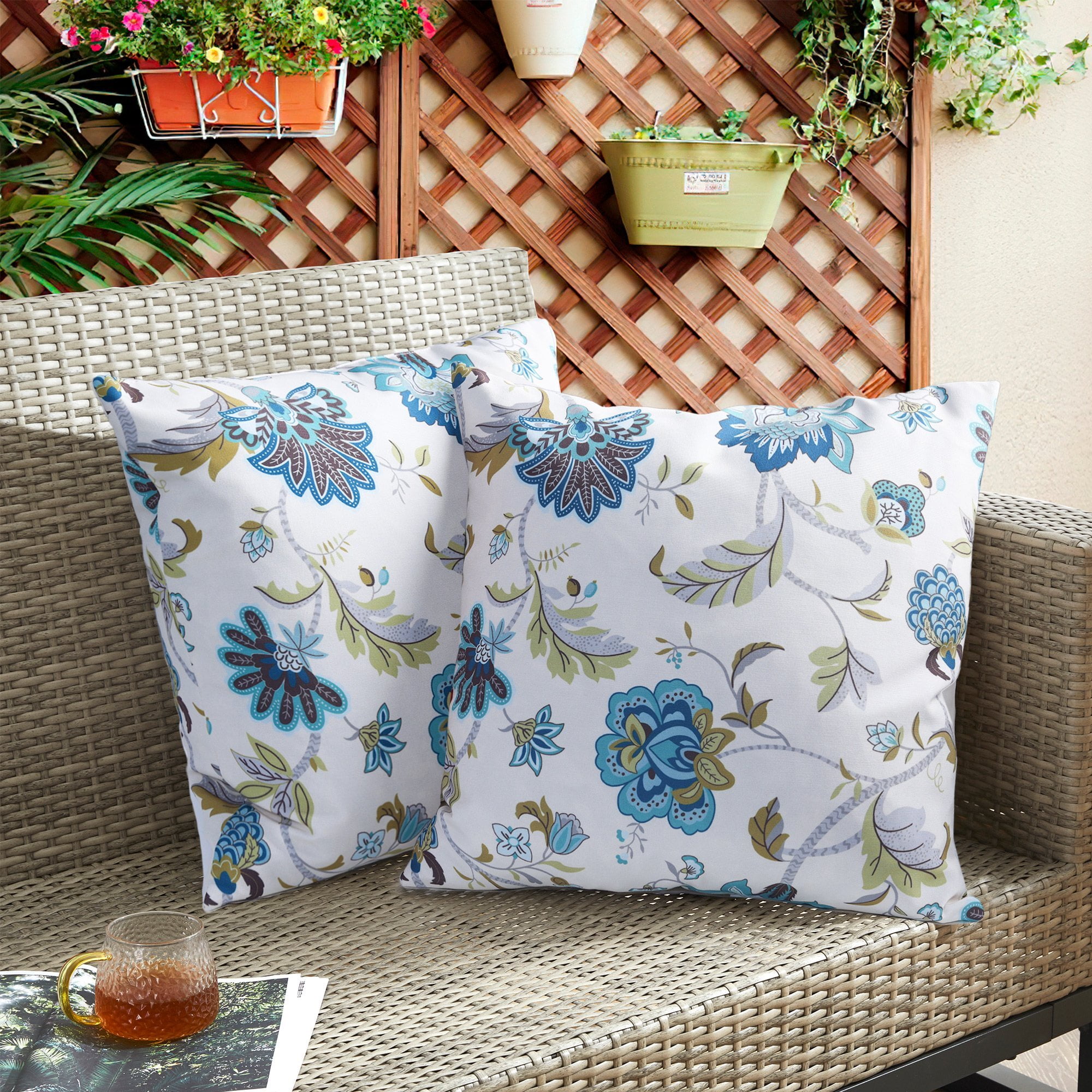 UNIKOME Outdoor Waterproof Pillows Set of 2, Decorative Feather Down ...