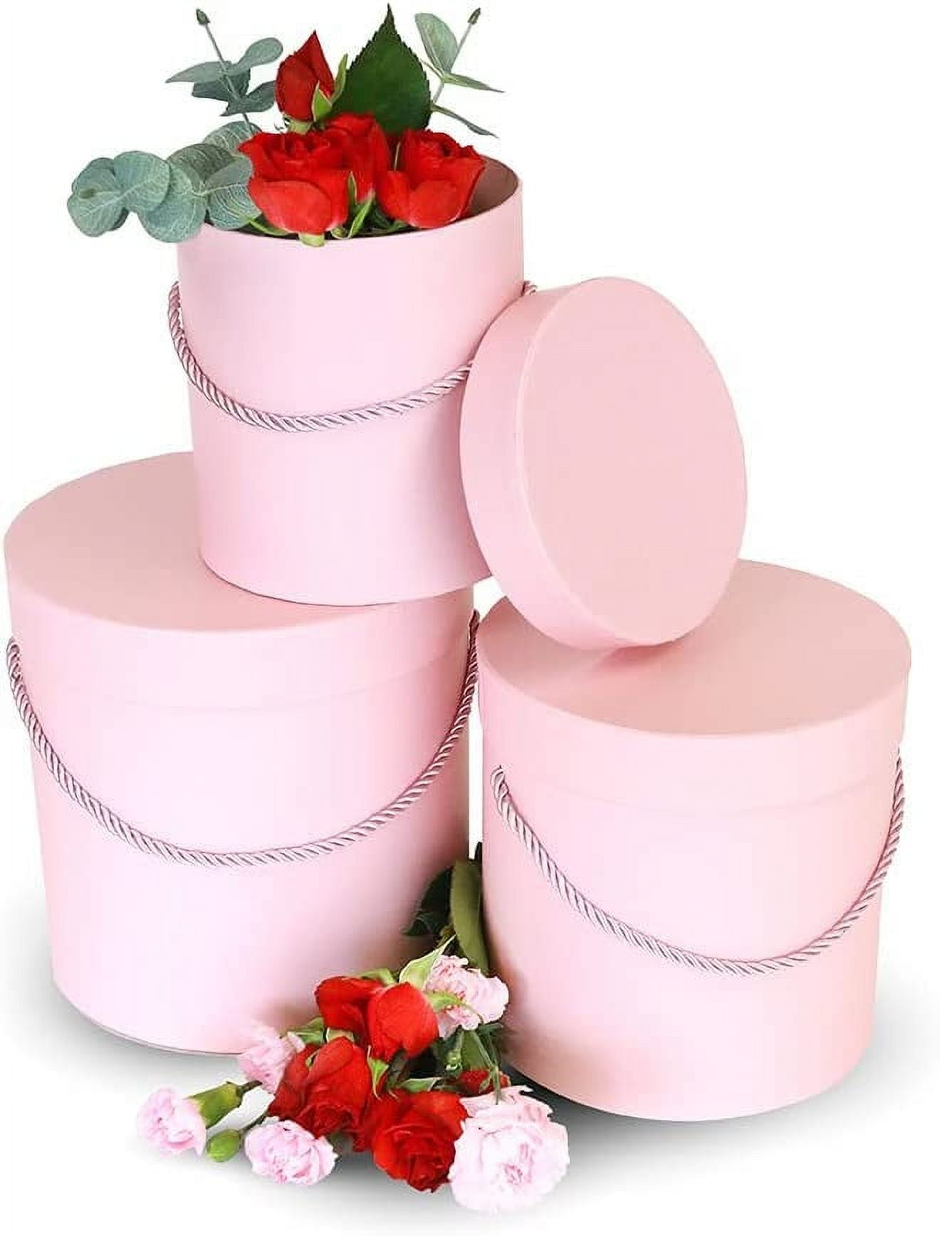 UNIKPACKAGING Set of 3 Round Flower/Gift Boxes, Plastic Liner Included ...