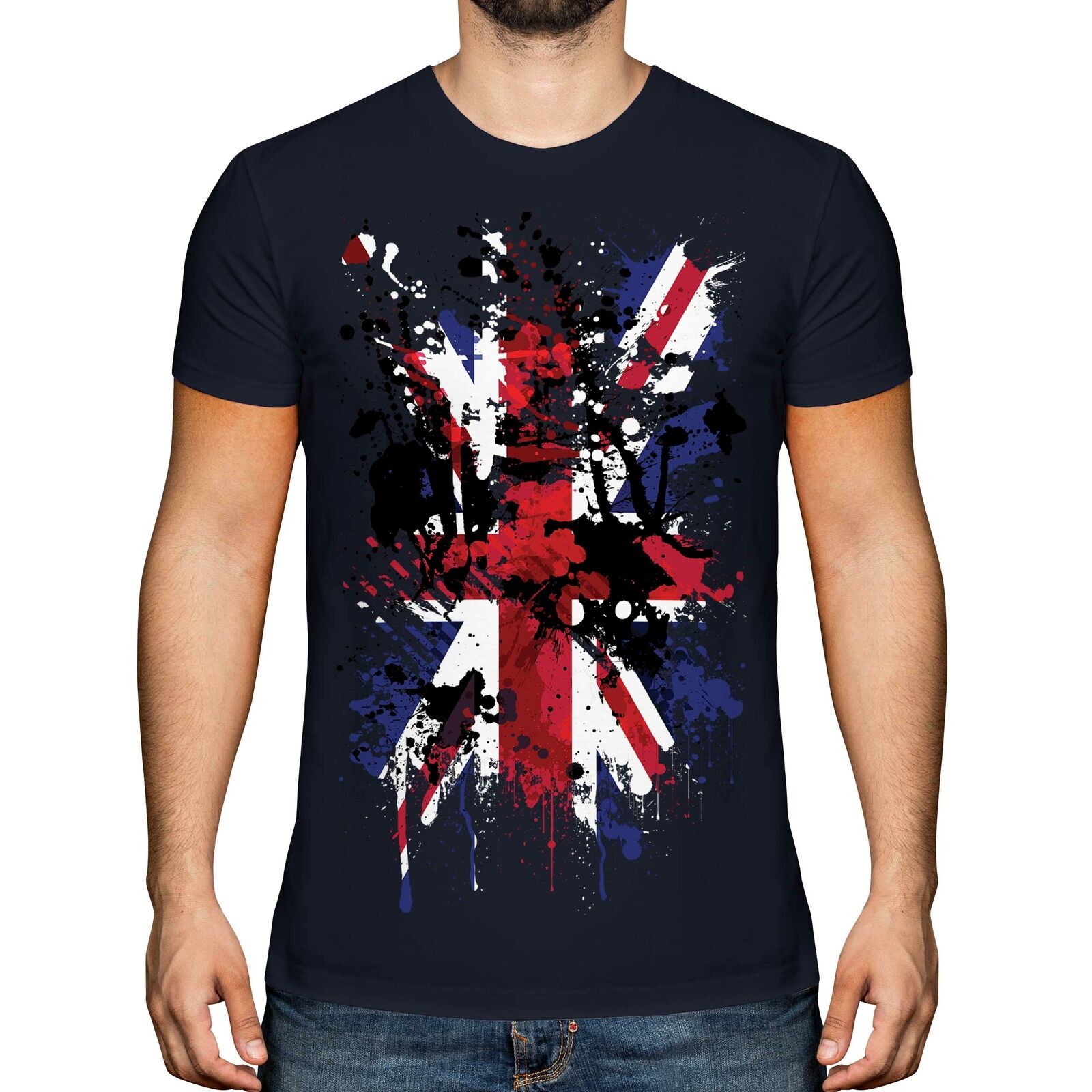 UNION JACK ABSTRACT PRINT MENS T-SHIRT GREAT BRITAIN FLAG UK UNITED ...