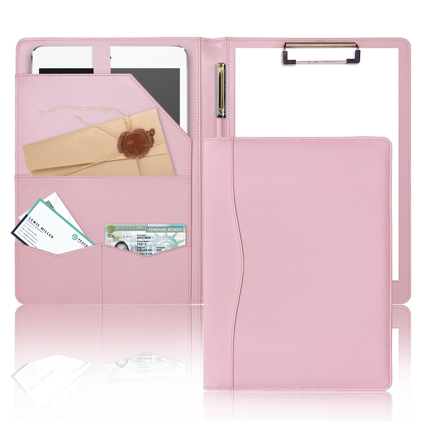 UNIONTAC Pink A4 Office Folder Padfolio with Clipboard Leather Document ...