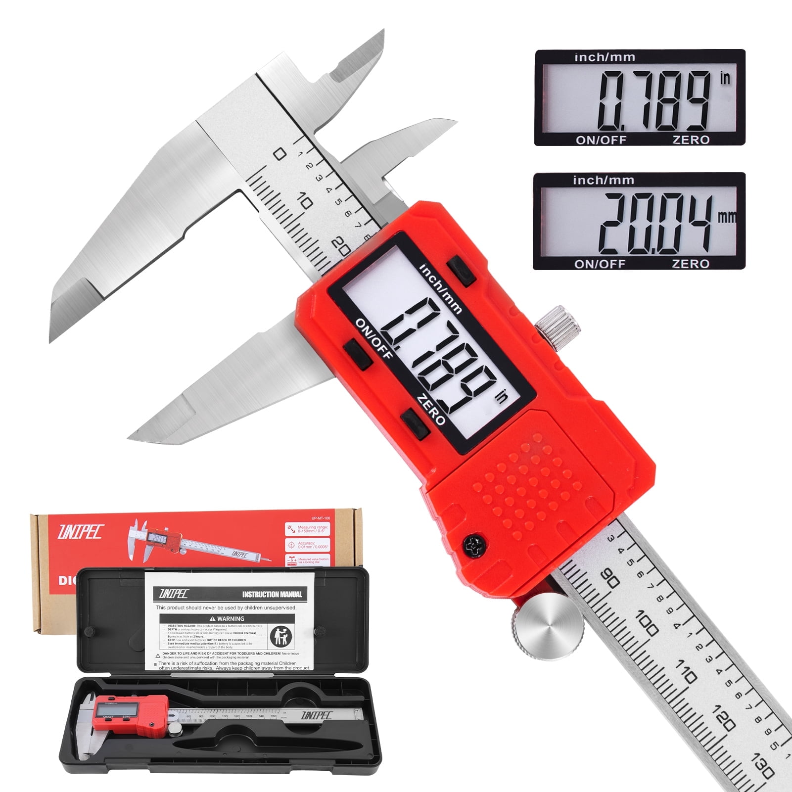 UNIPEC Digital Caliper Measuring Tool, Micrometer Caliper,Stainless ...