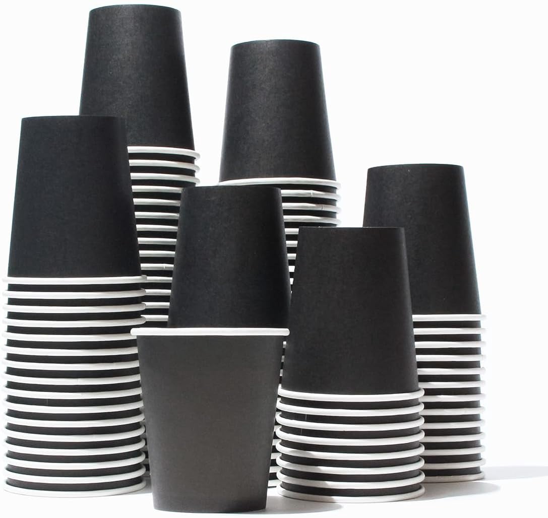 UNIQ 1000-Count 8 oz Single Wall Paper Coffee Cups Black Color ...