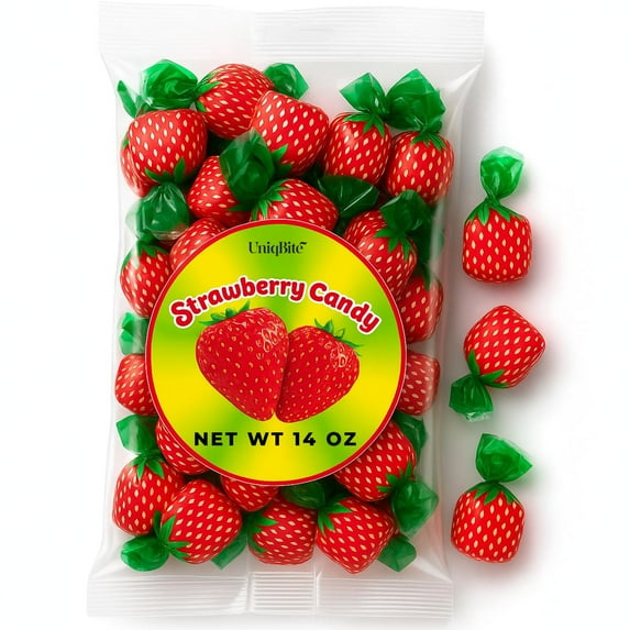 UNIQBITE Strawberry Candy, 14 BCF26 Oz, Fruit-Filled Hard Candy, Bon ...
