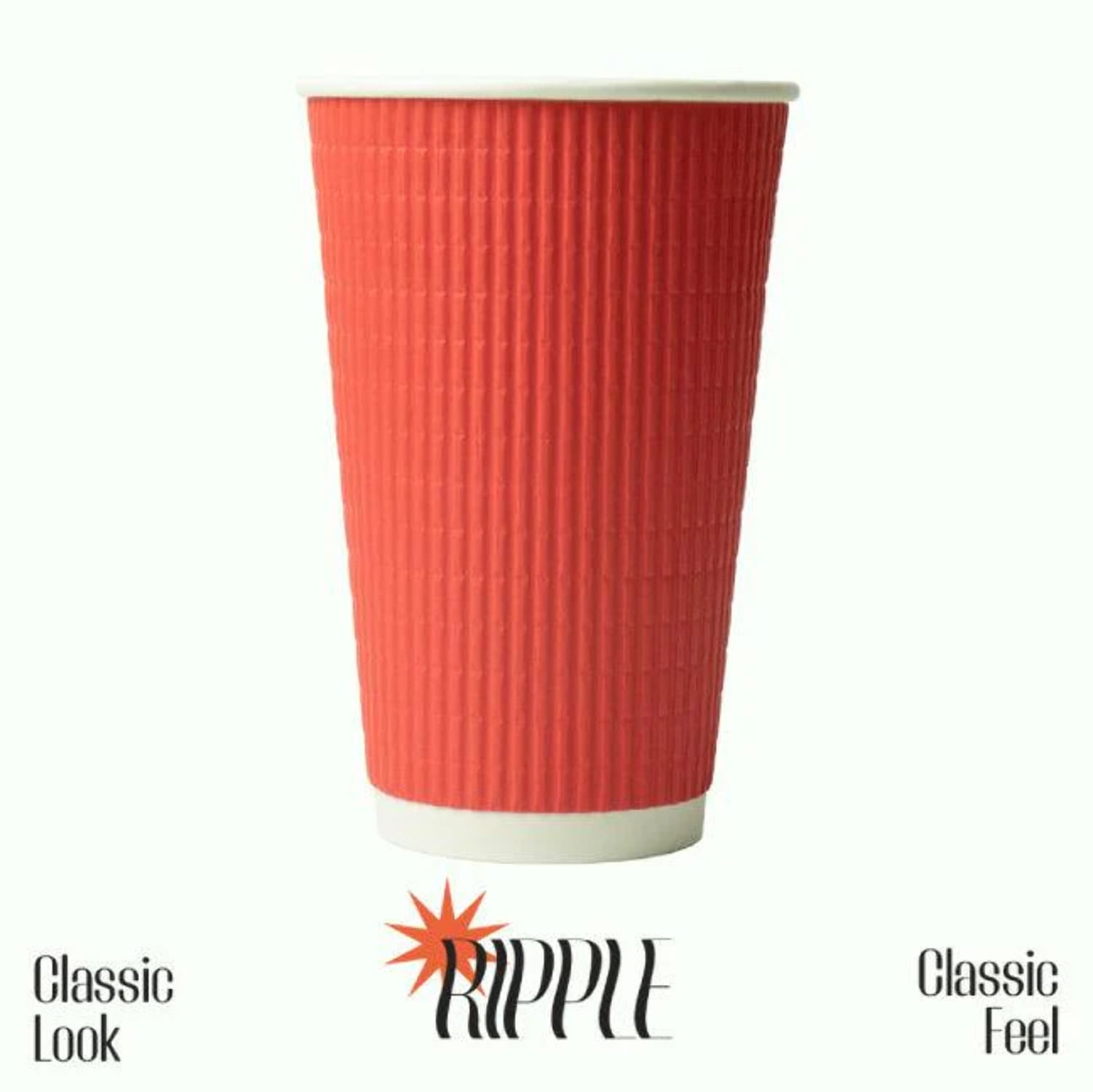 UNIQIFY® 16oz Red Ripple Double Wall Paper Disposable Coffee Cups ...