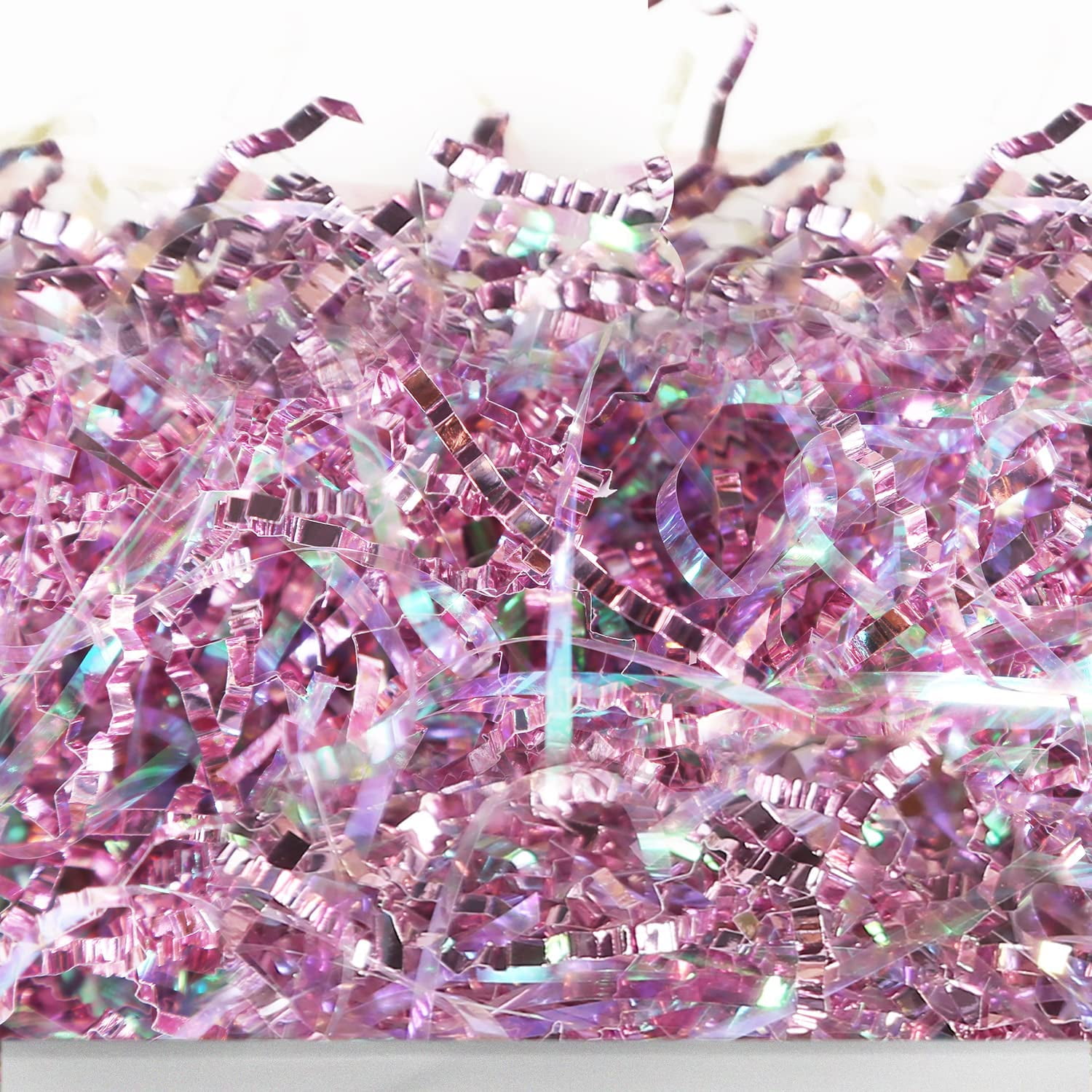 UNIQOOO 1 LB Metallic Iridescent Pink Crinkle Paper Shredded Filler ...