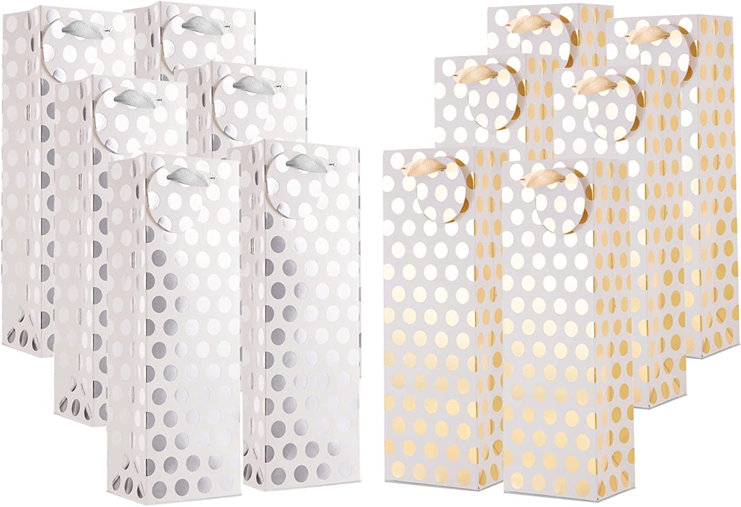 UNIQOOO 12PCS Metallic Gold Sliver Christmas Champagne Wine Gift Bags ...