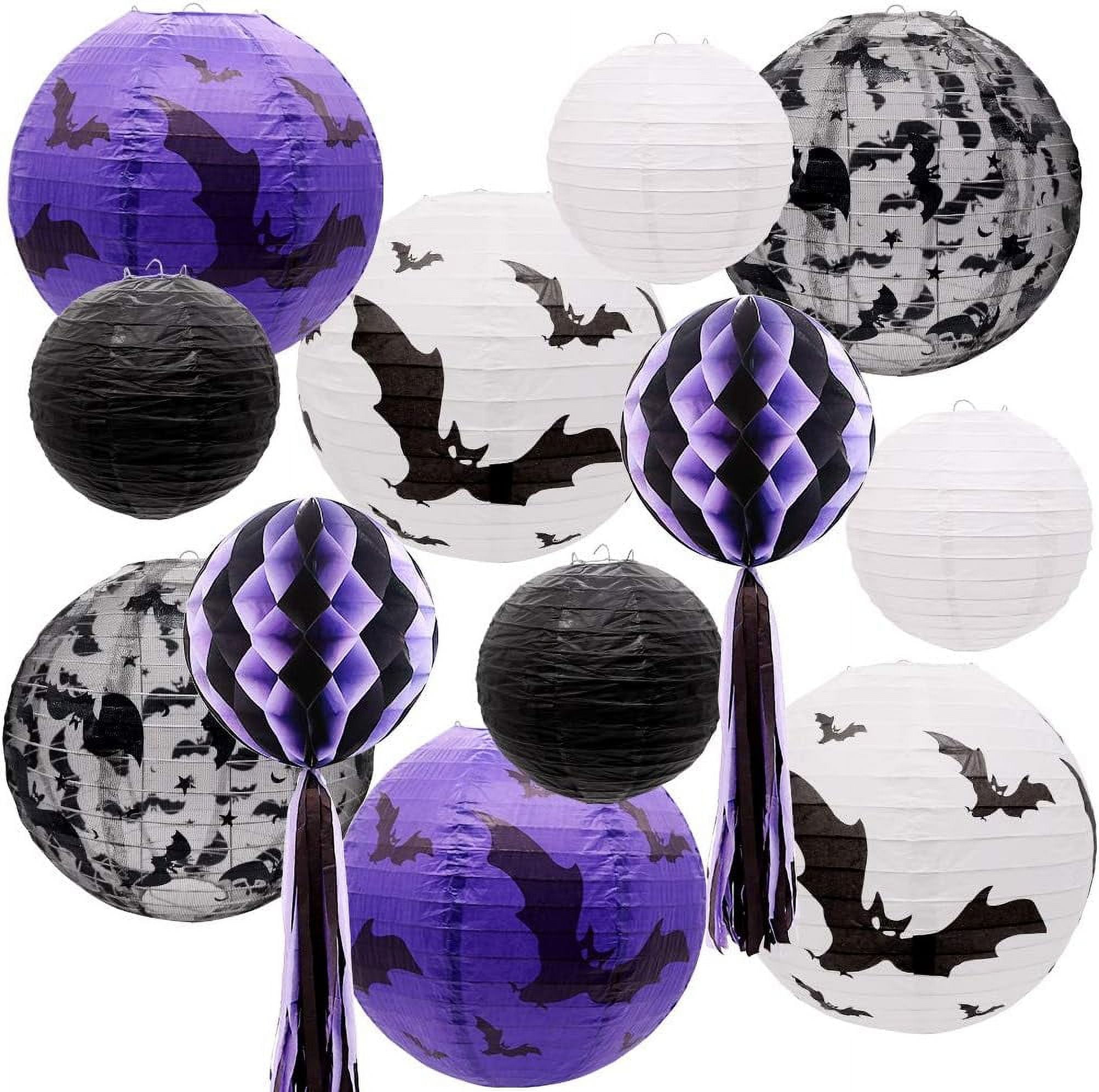 UNIQOOO 12Pcs Halloween Hanging Decorations Paper Lanterns, Jack-O ...
