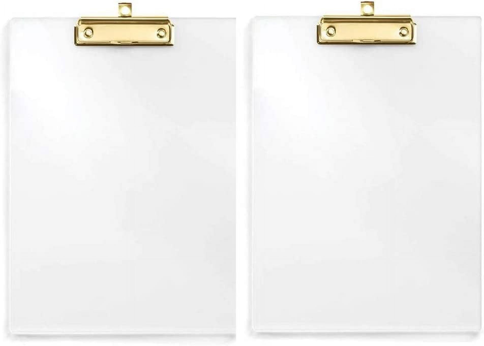 UNIQOOO 2 Pack Thick Clear Acrylic Clipboard with Shinny Gold Finish ...