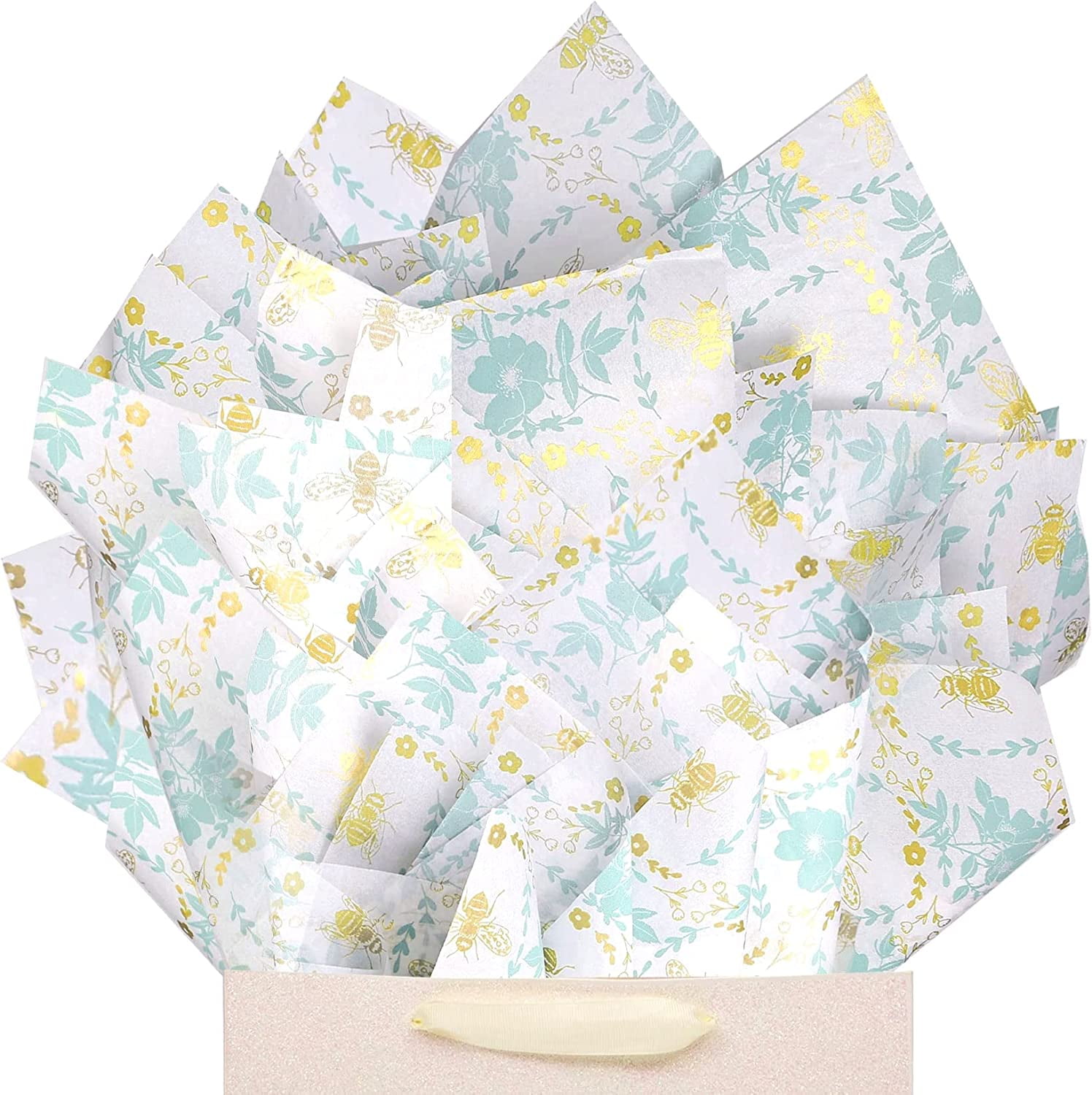 UNIQOOO 40 Sheets Gold Foil Honey Bee Tissue Paper, 20X26 Inch, For ...