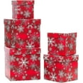 UNIQOOO 5PCS Christmas Nesting Gift Boxes with Lid, Xmas Nested Box Set ...