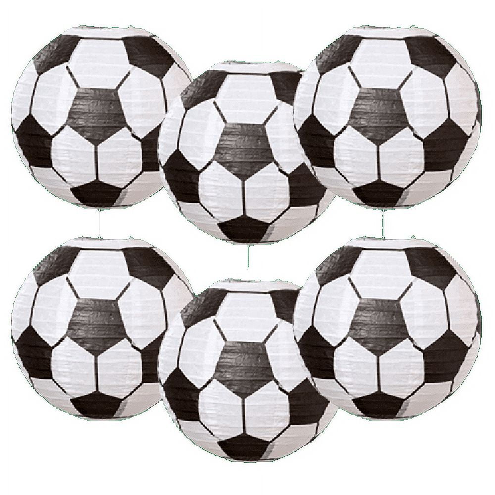 UNIQOOO 6PCS Soccer Ball Paper Lantern Set, Futbol Party Supplies ...