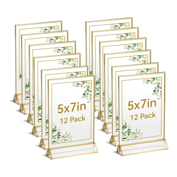 UNIQOOO Acrylic Photo Stand Table Top Picture Holders with Golden ...