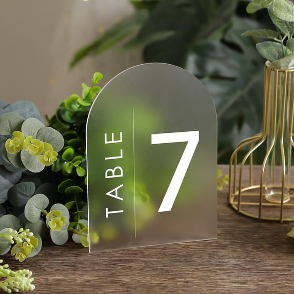 UNIQOOO Arch Acrylic Table Sign for Wedding Table Numbers, Frosted ...