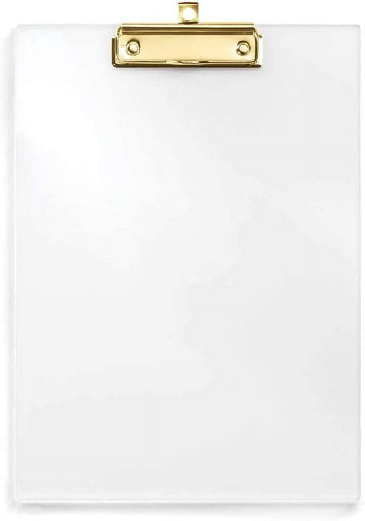 UNIQOOO Thick Clear Acrylic Clipboard with Shiny Gold Finish Clip ...