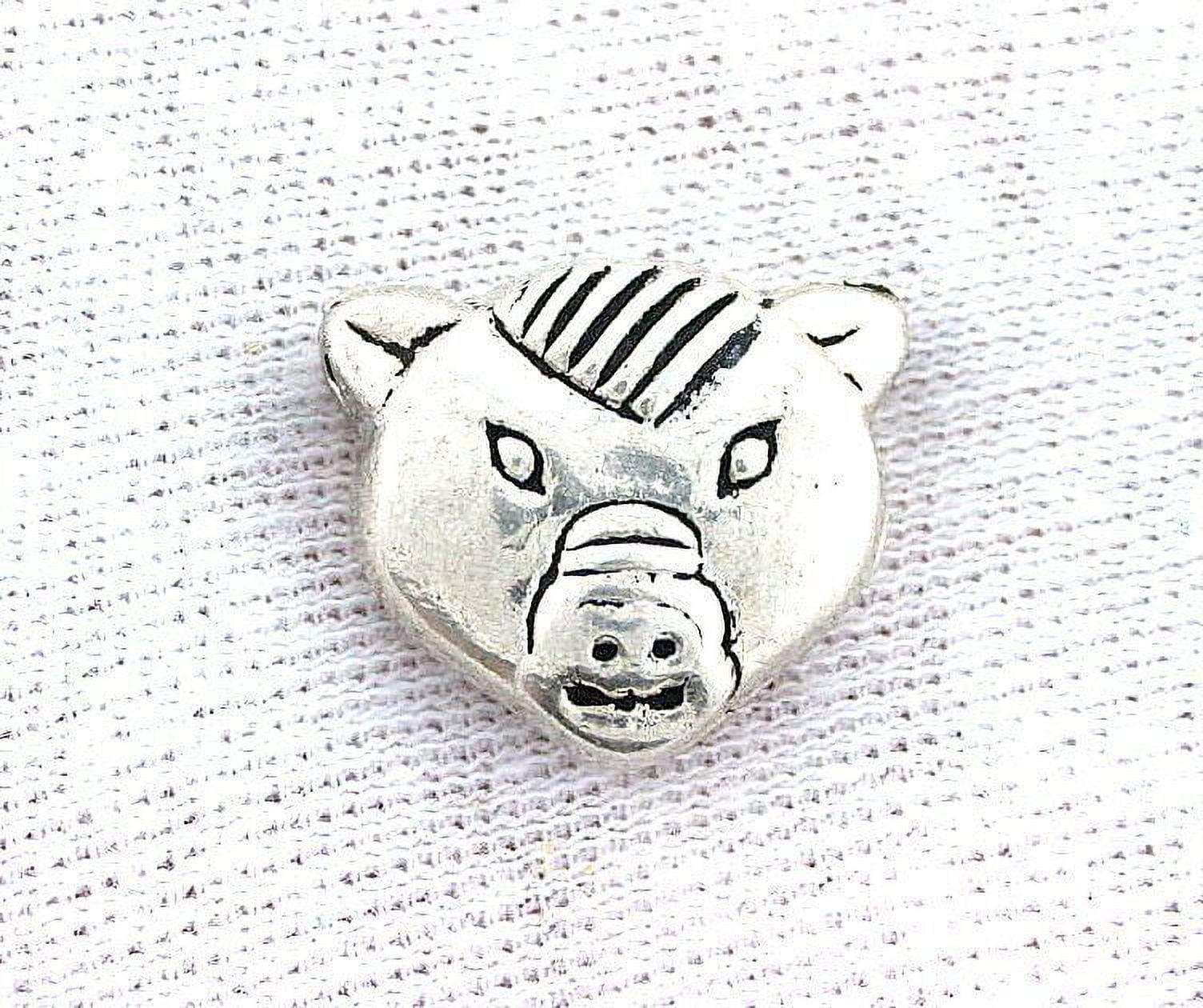 UNIQUE 2/3 x 3/5 Inch Pure .925 Sterling Silver Cat Pig Face Bead ...
