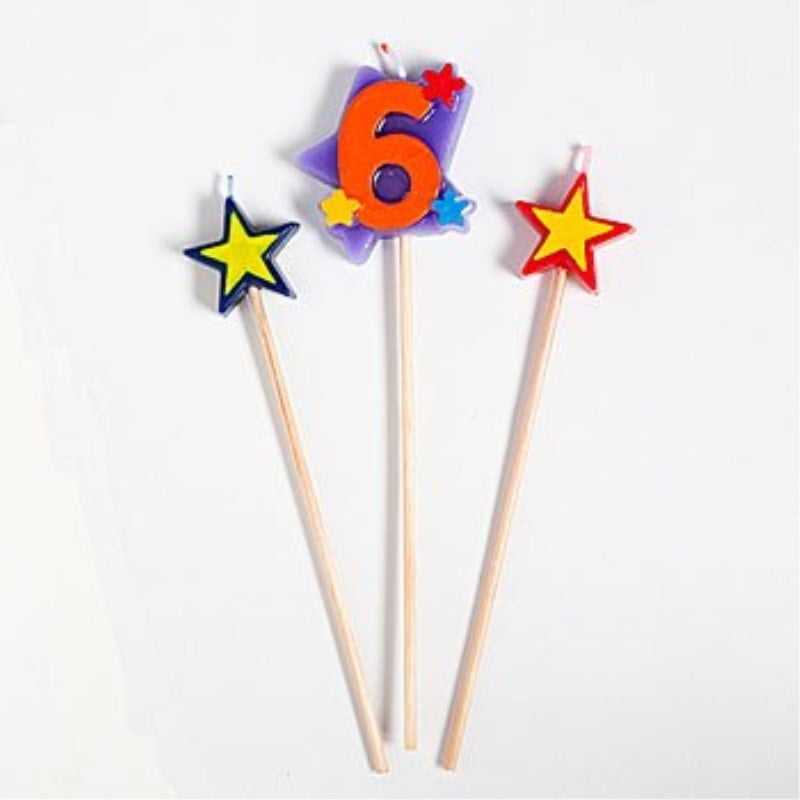 UNIQUE PARTY 34046 - Number 6 Star Birthday Candles Set of 3 - Walmart ...