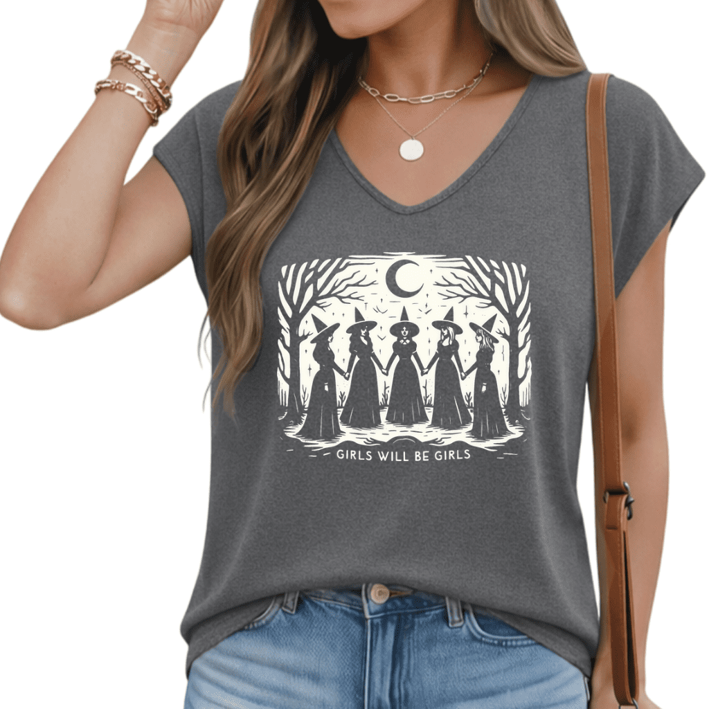 UNISHE Girls Will Be Girls Graphic V Neck Sleeveless Tank Top Witchy ...