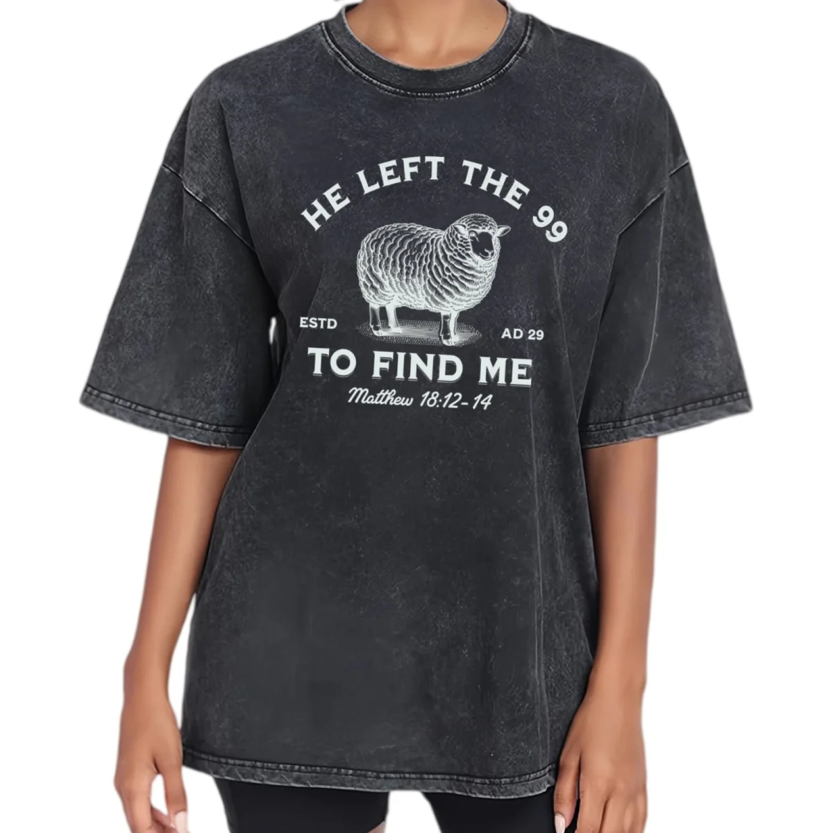 UNISHE Unisex Lost Sheep Bible Verse Vintage Washed T - Shirt Short ...