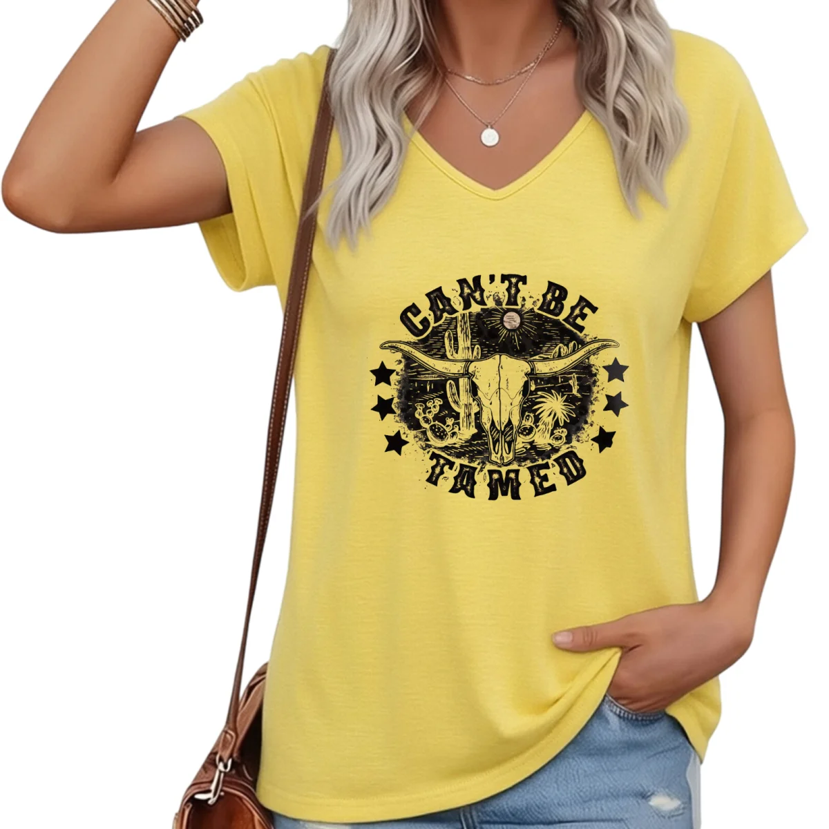 UNISHE Women Can't Be Tamed Western Style V-Neck Sleeveless T-Shirt ...