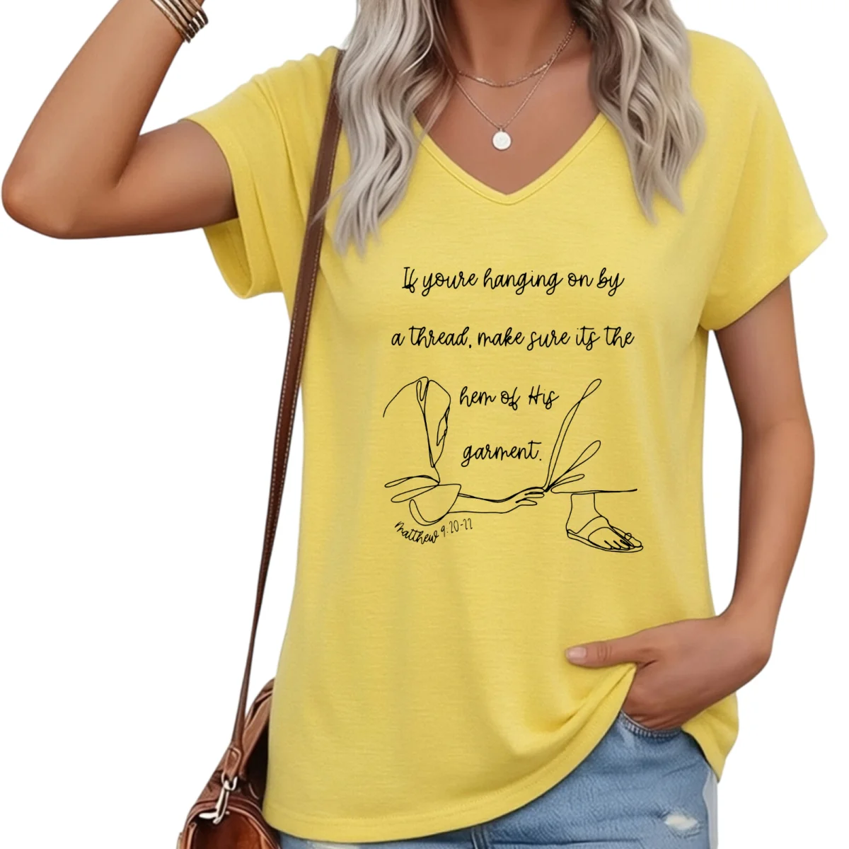 UNISHE Women V-Neck Cap Sleeve Christian Quote T-Shirt Loose Fit Soft ...