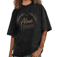 UNISHE Women's "Alive Forever" Faith Cross Graphic Washed Cotton Short ...