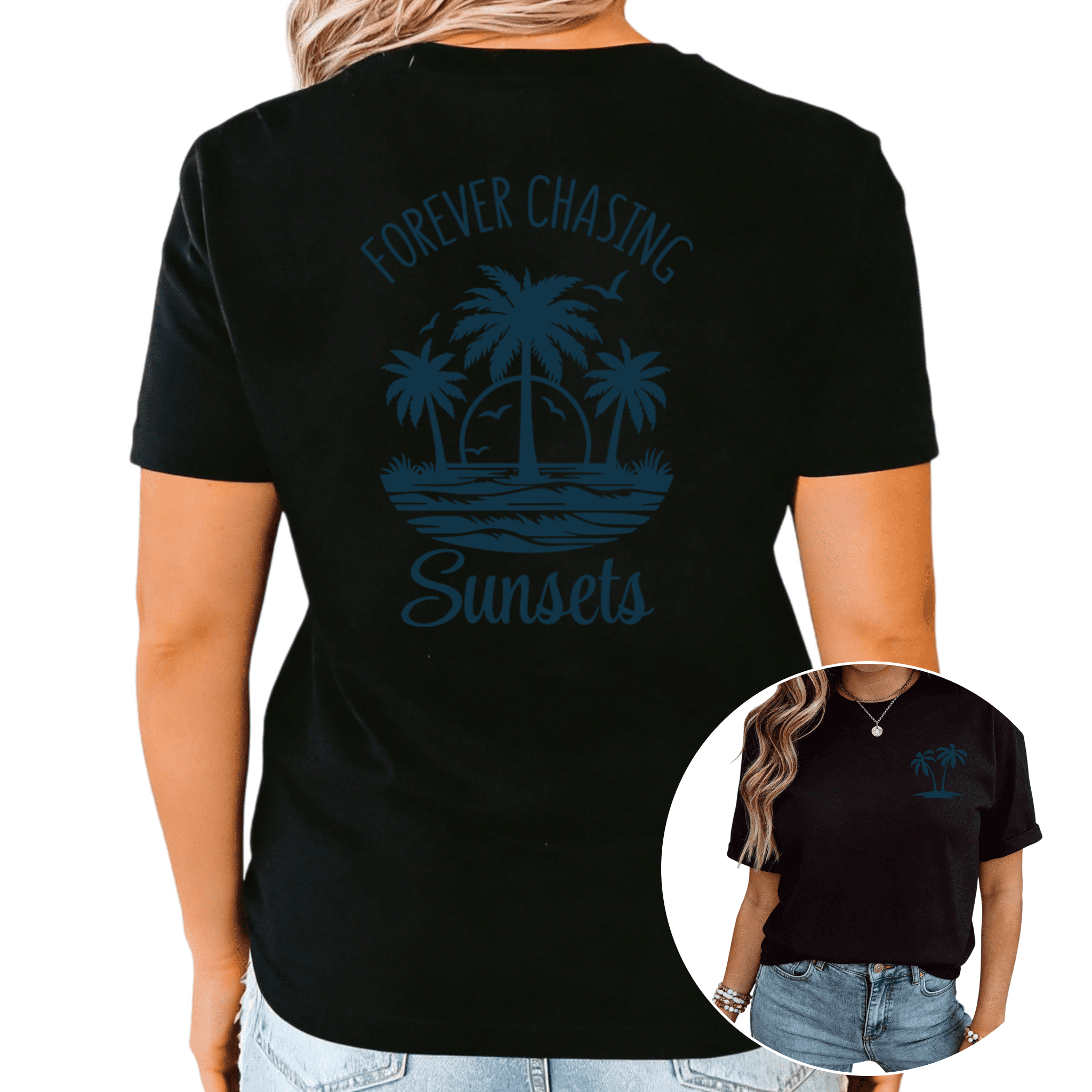 UNISHE Women's Forever Chasing Sunsets Palm Tree Sunset Beach Back ...