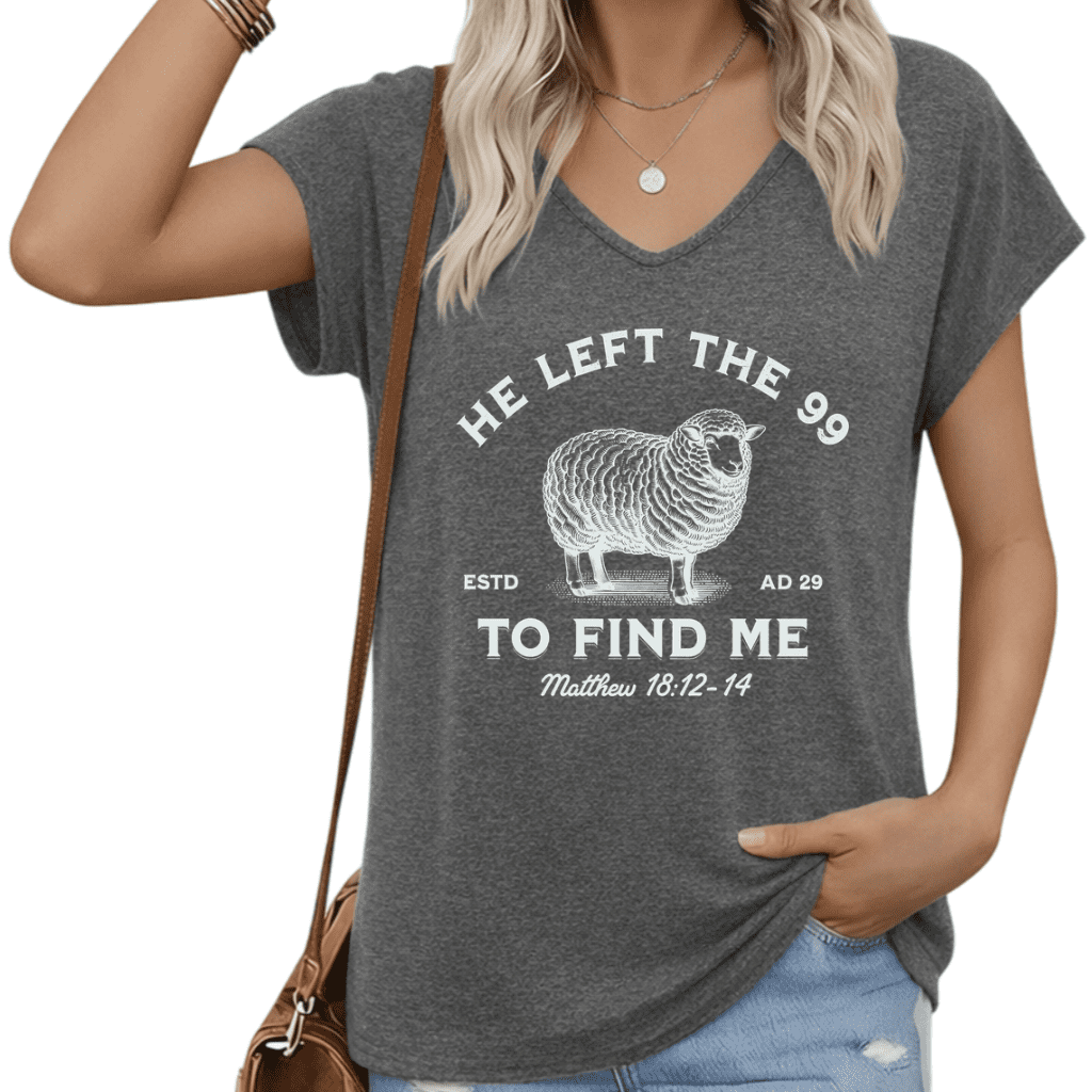 UNISHE Women's He Left The 99 To Find Me Christian Sheep V-Neck ...