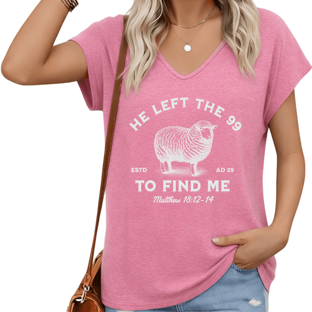 UNISHE Women's He Left The 99 To Find Me Christian Sheep V-Neck ...